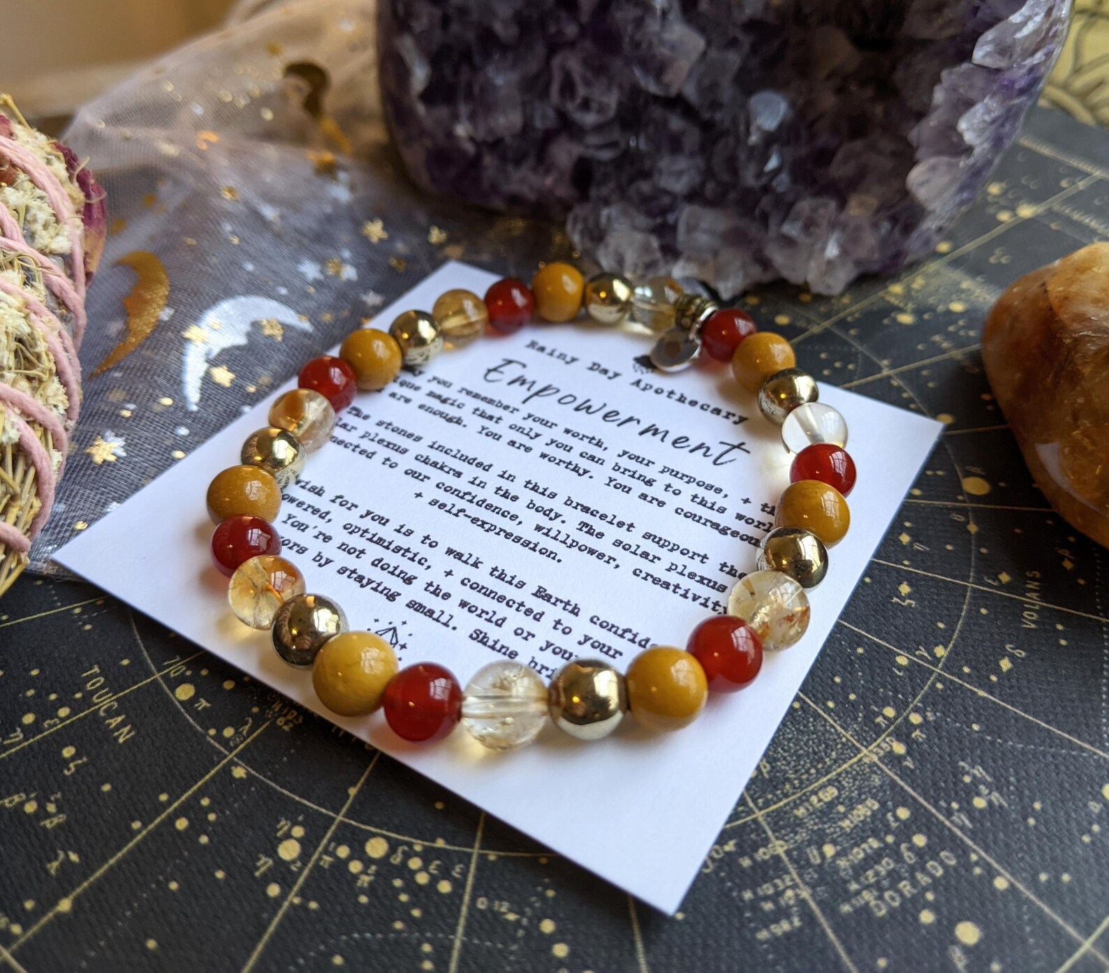 The Empowerment Bracelet: 6mm Carnelian, Mookaite Jasper, Titanium ...