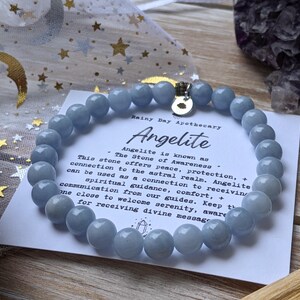 Angelite Gemstone Bracelet | Stone of Awareness | Serenity | Spiritual ...
