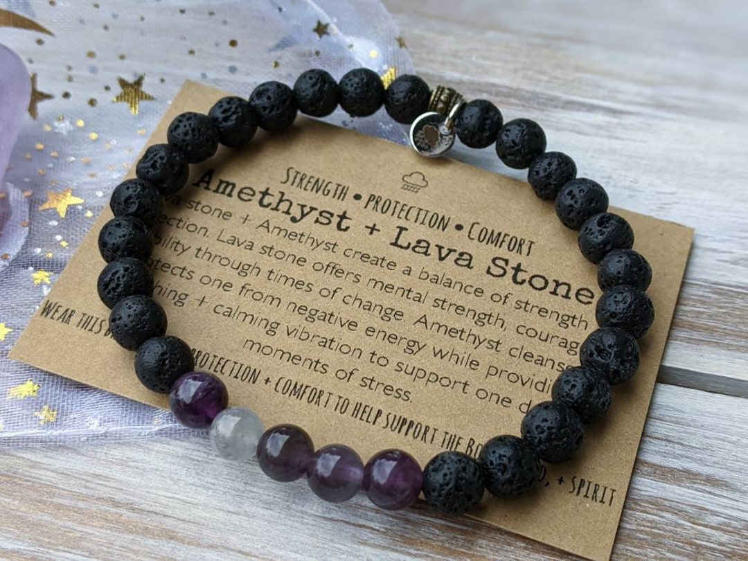 Amethyst Lava Stone Strength Protection Comfort - Etsy
