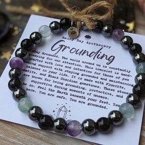 Grounding Bracelet | 6mm Obsidian • Hematite • Fluorite | Gemstone ...