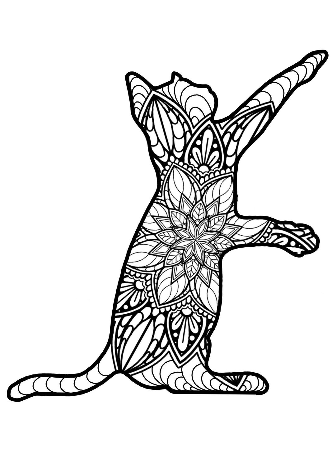 Cat Mandala Adult Coloring Art Pages for Mindfulness Meditation and Art ...