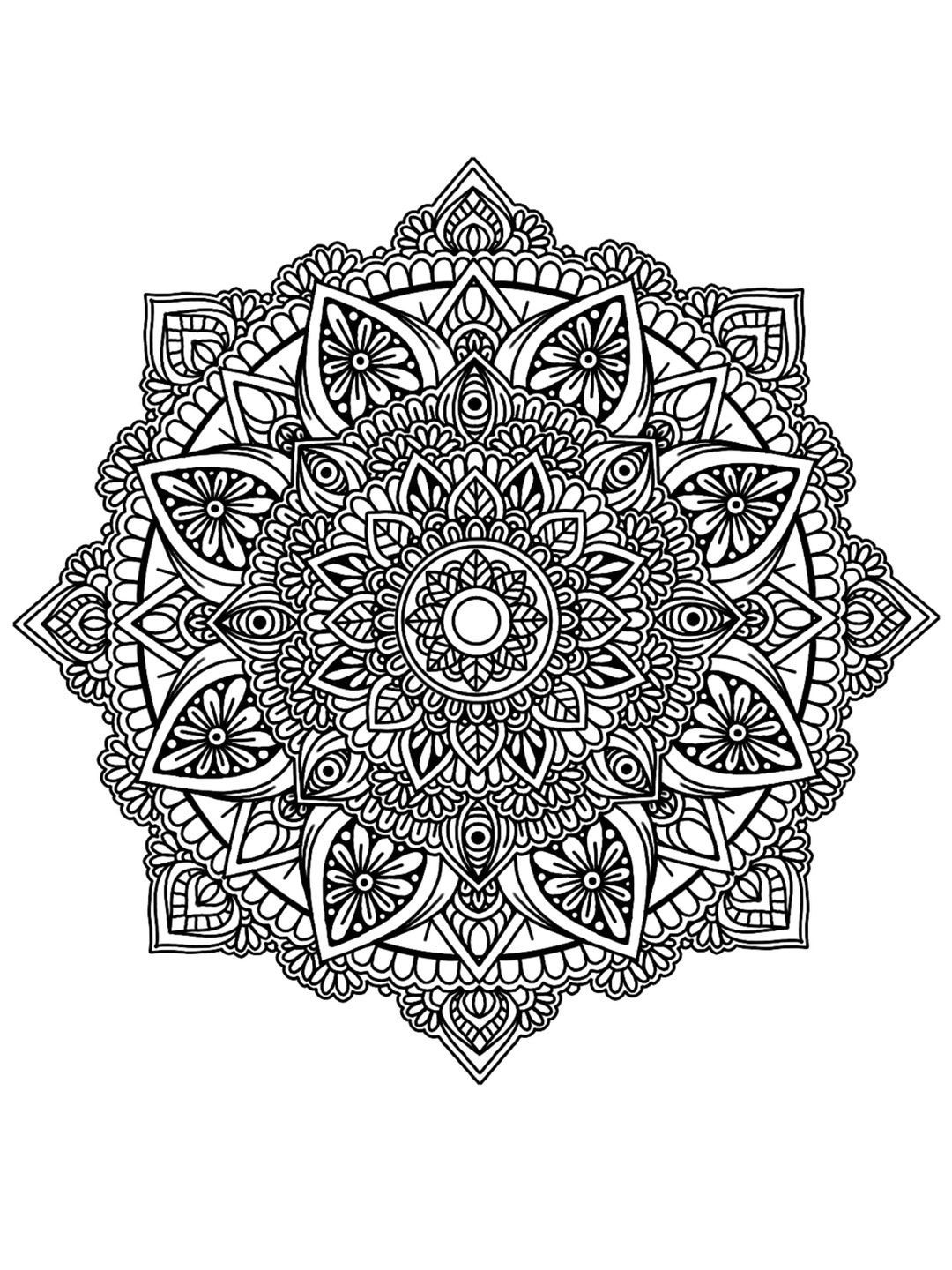 Floral Mandala Adult Coloring Meditation and Soothing Coloring Page for ...