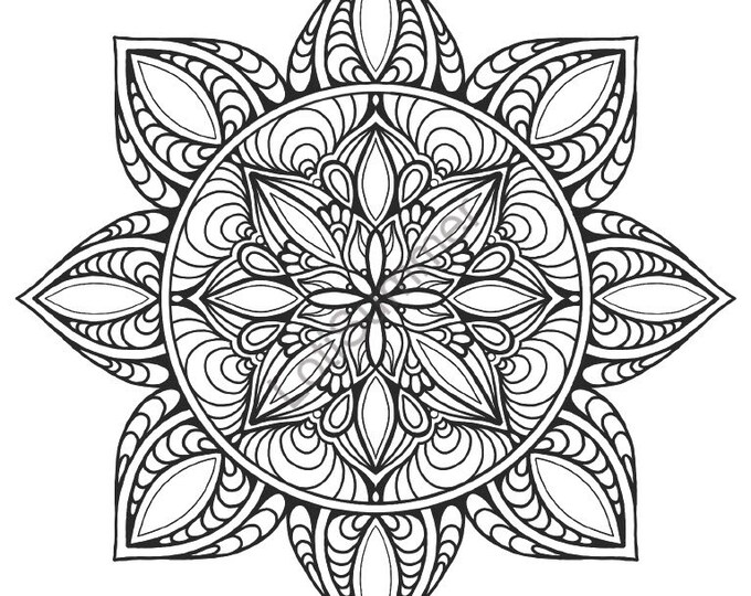 Floral Mandala Adult Coloring Page, Meditation Coloring, Healing ...