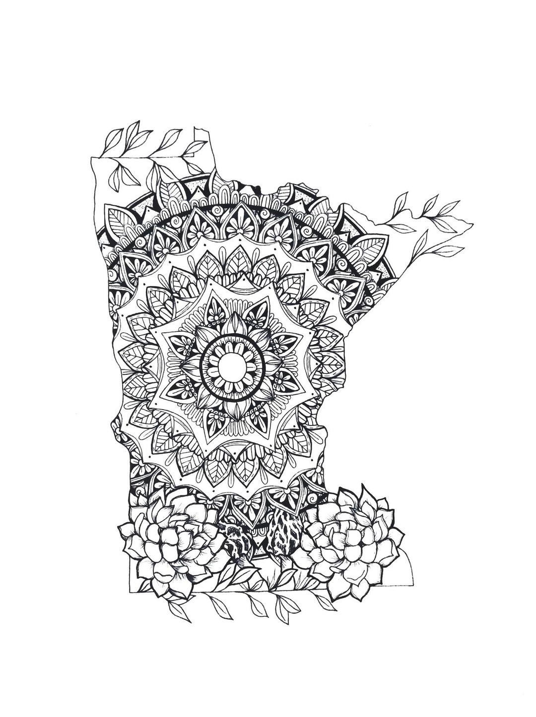 Minnesota Mandala Digital Art Print/coloring Page - Etsy