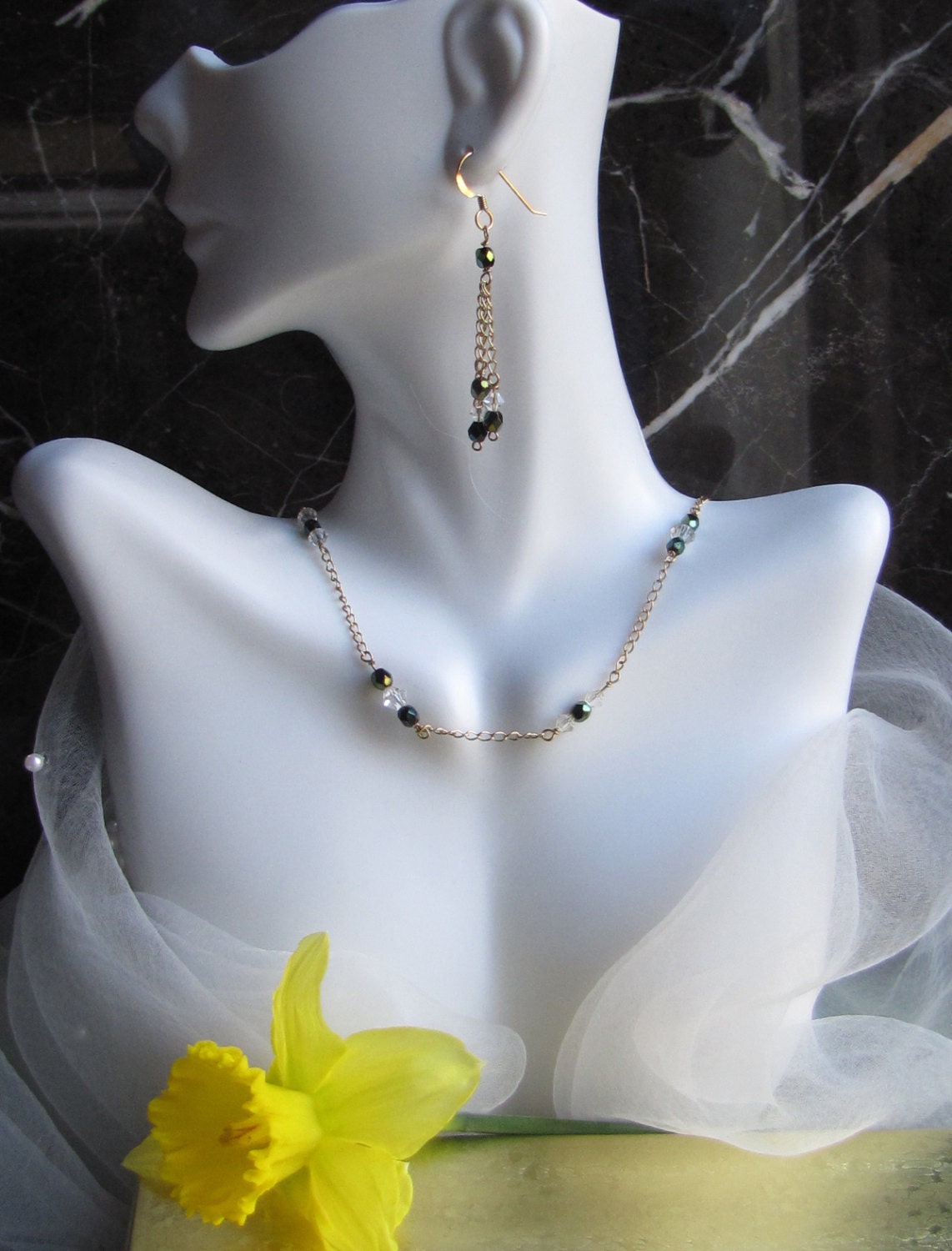 Swarovski Crystal Necklace With Matching Drop Earrings Set. - Etsy