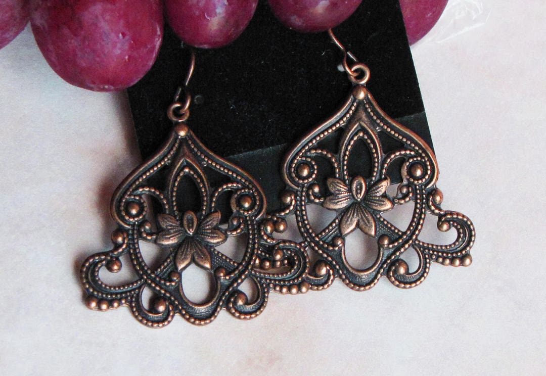 Brass Orchid Crest Earrings - Etsy