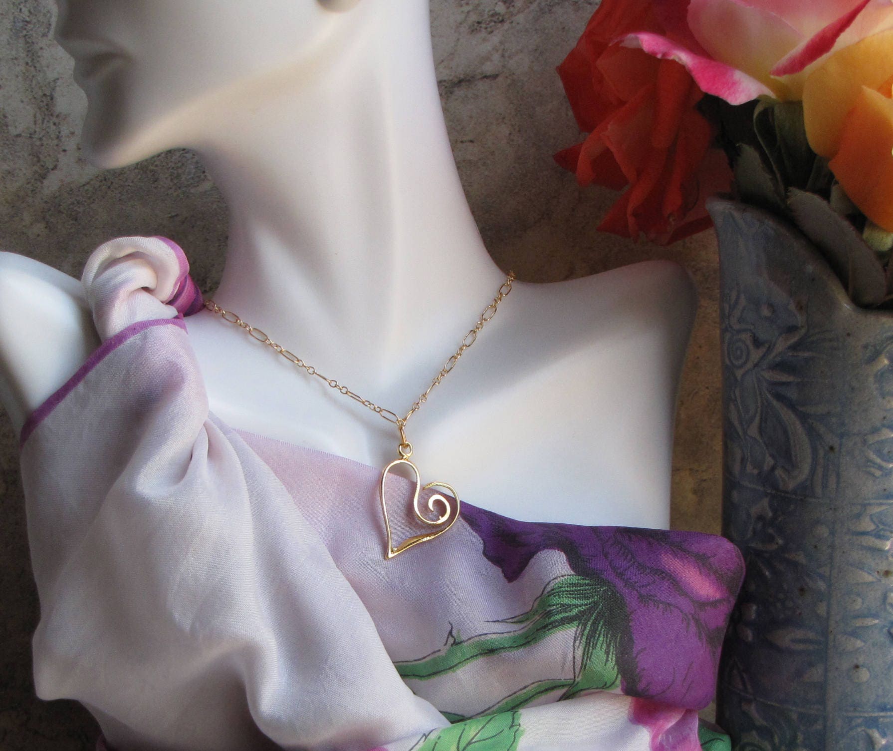 Heart Pendant Necklace - Etsy