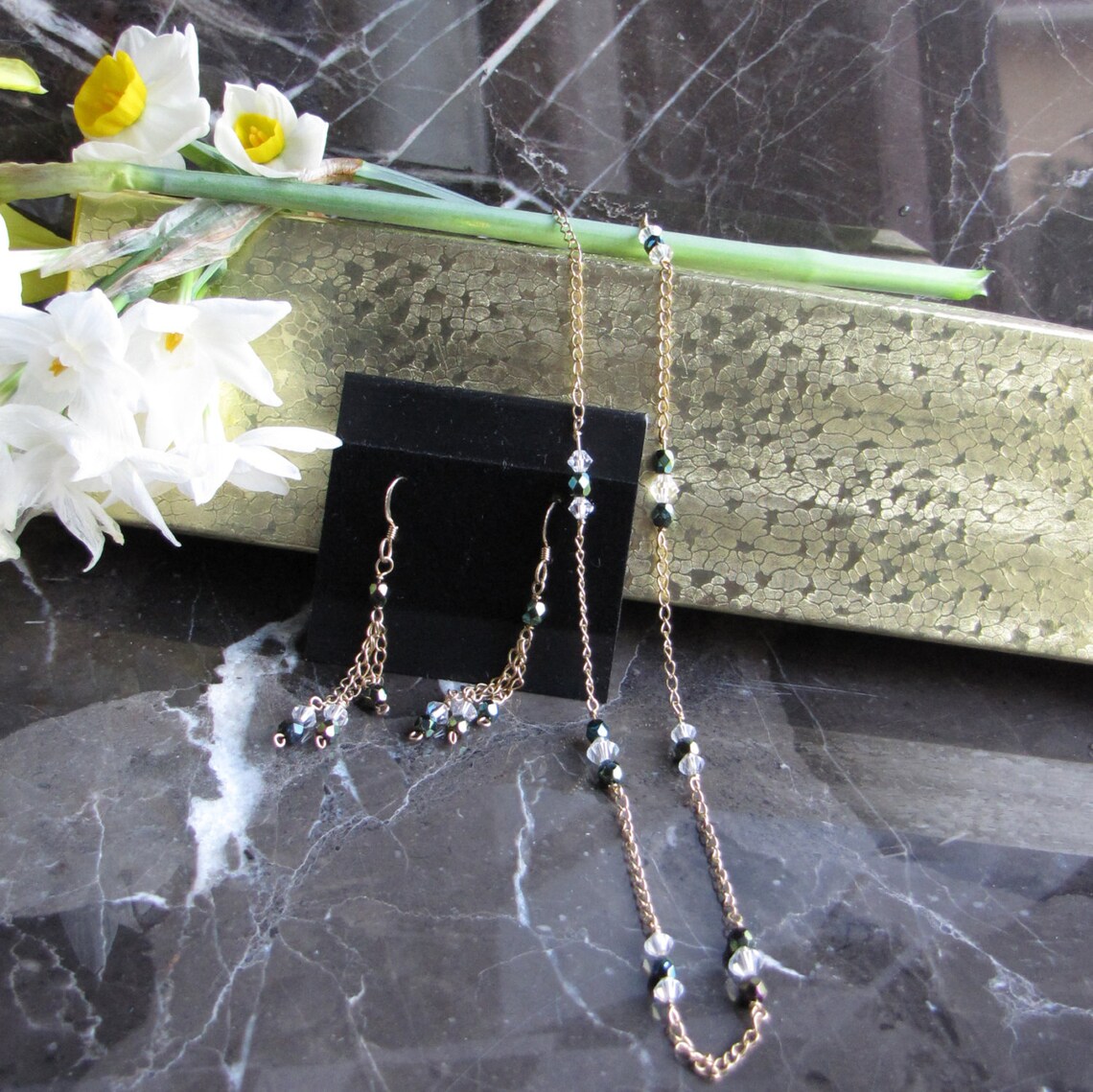 Swarovski Crystal Necklace With Matching Drop Earrings Set. - Etsy