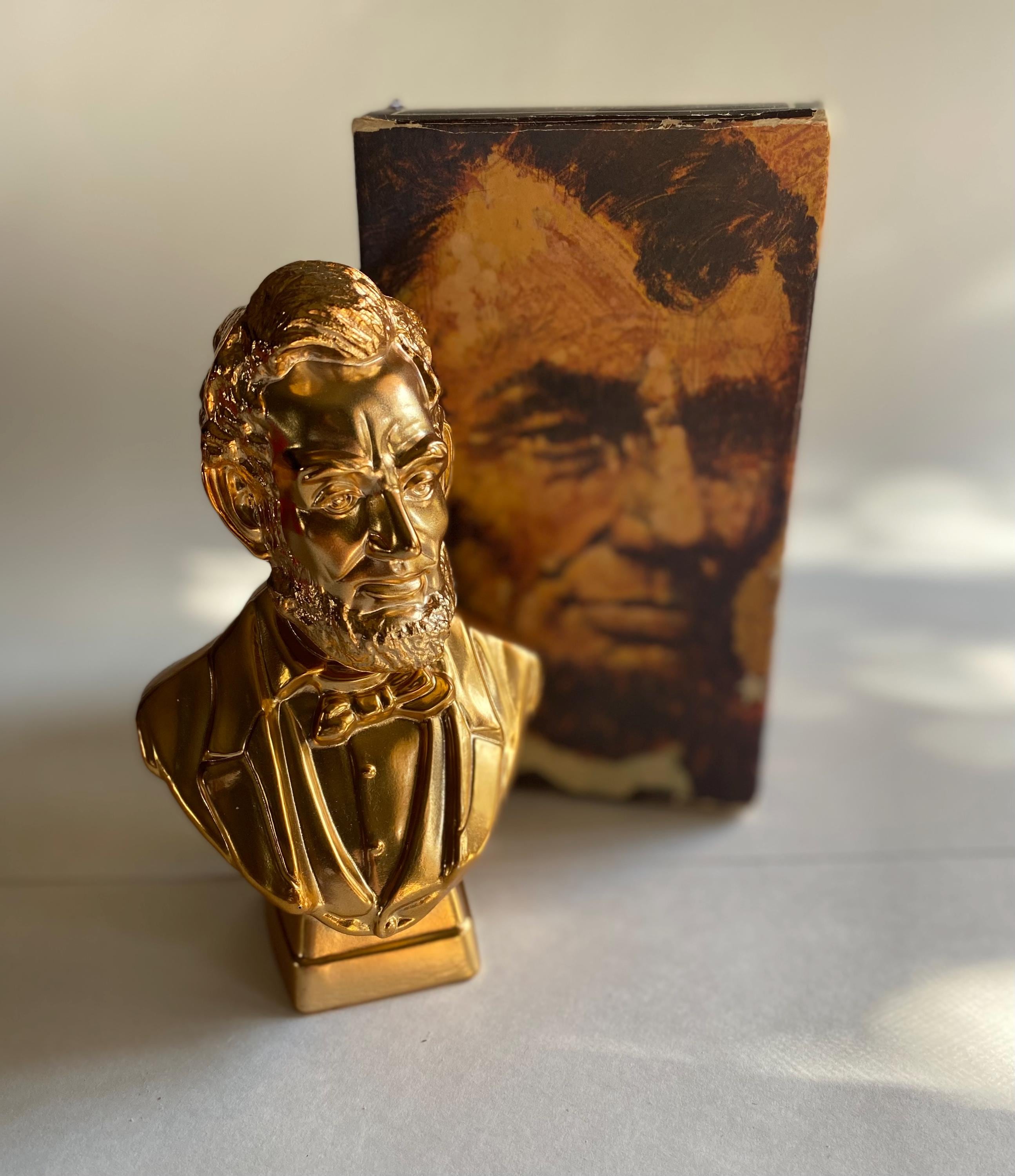 Vintage 1979 Rare Gold Abraham Lincoln Avon Decanter With Original Box ...