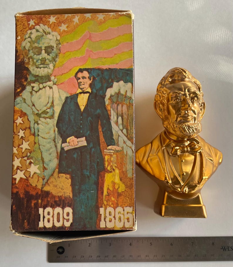 Vintage 1979 Rare Gold Abraham Lincoln Avon Decanter With Original Box ...