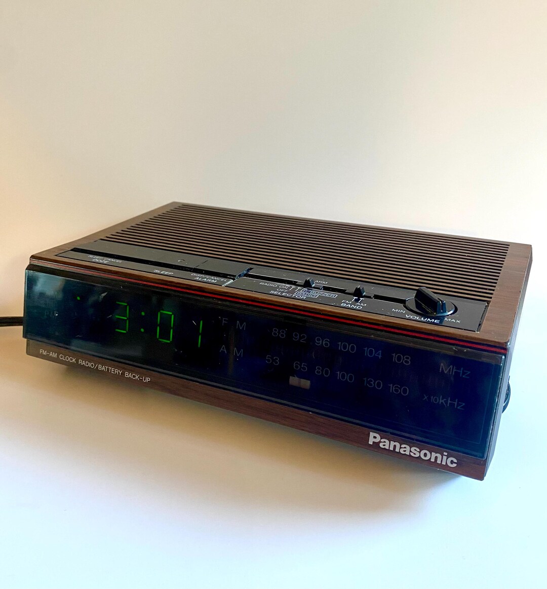 1980's Vintage Digital Panasonic Green Display AM-FM Clock Radio RC ...