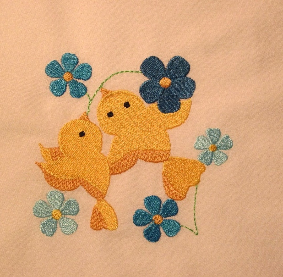 Birds and Flowers Machine Embroidery Design - Etsy