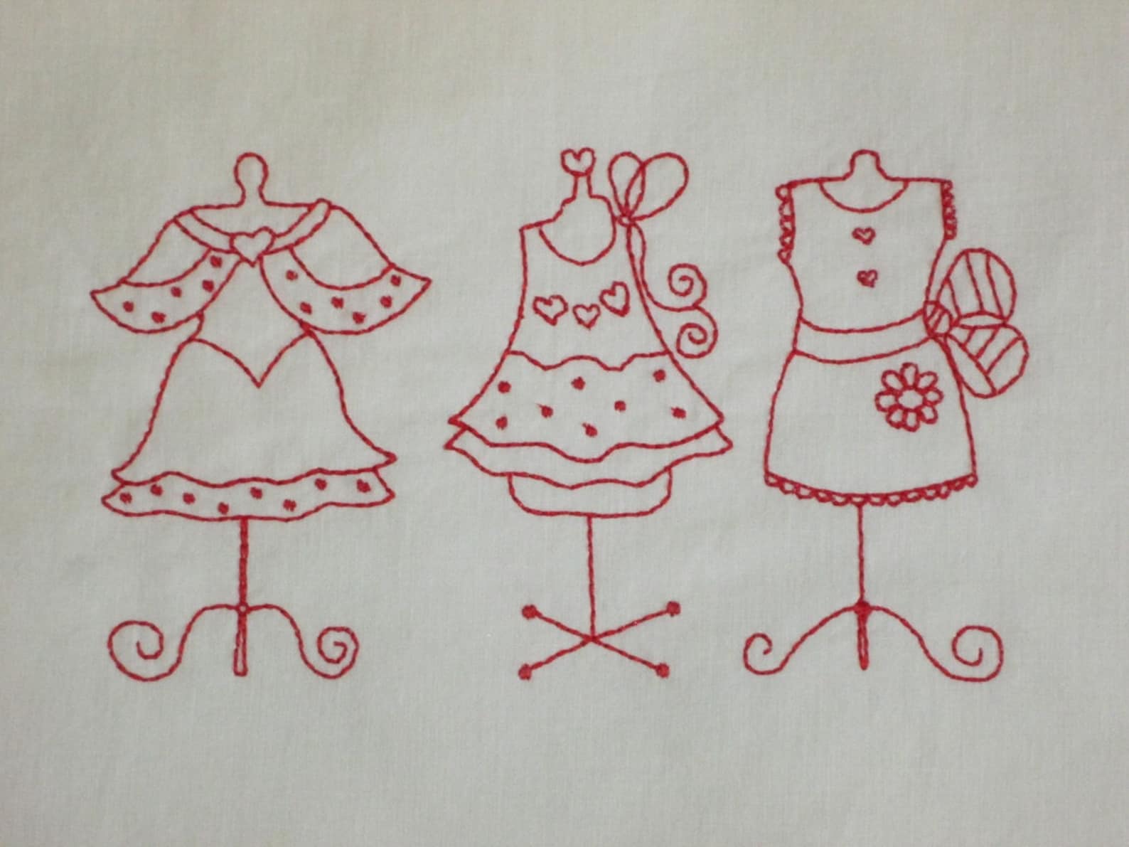 Redwork/bluework Dresses Set 1 - Machine Embroidery Designs - Etsy