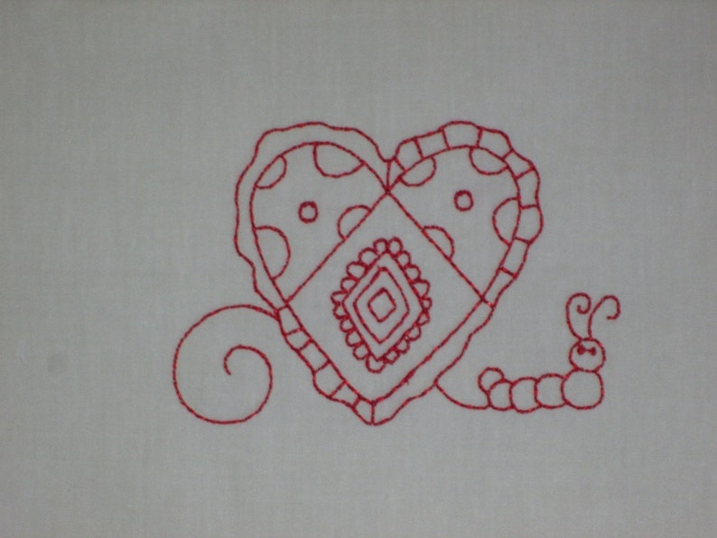 Redwork/bluework Hearts & Bugs - Machine Embroidery Designs. These ...