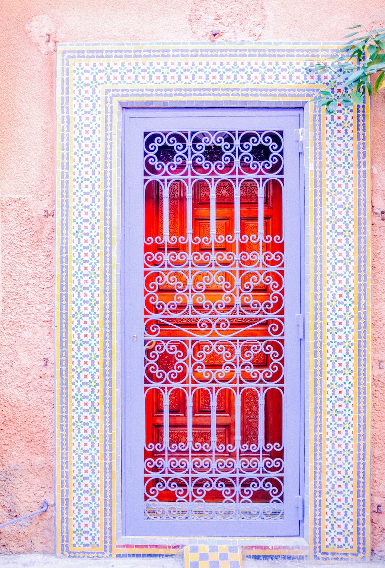 Morocco Photography Marrakech Pink and Blue Door, Marrakesh Colorful ...