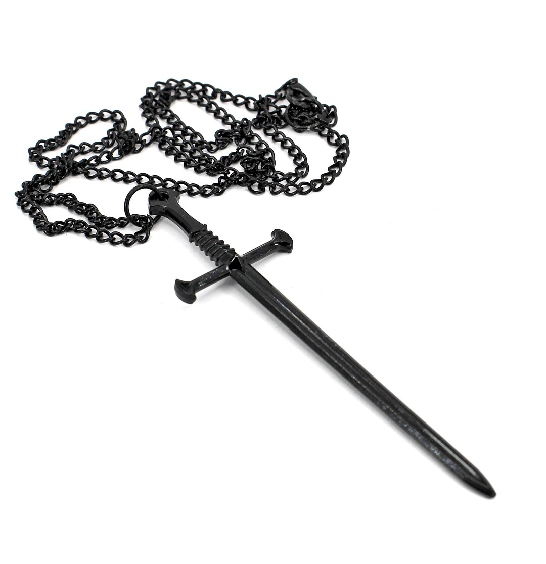 Black Sword Pendant on a 22 Inch Necklace. 9cm Long, Gothic Gift for ...
