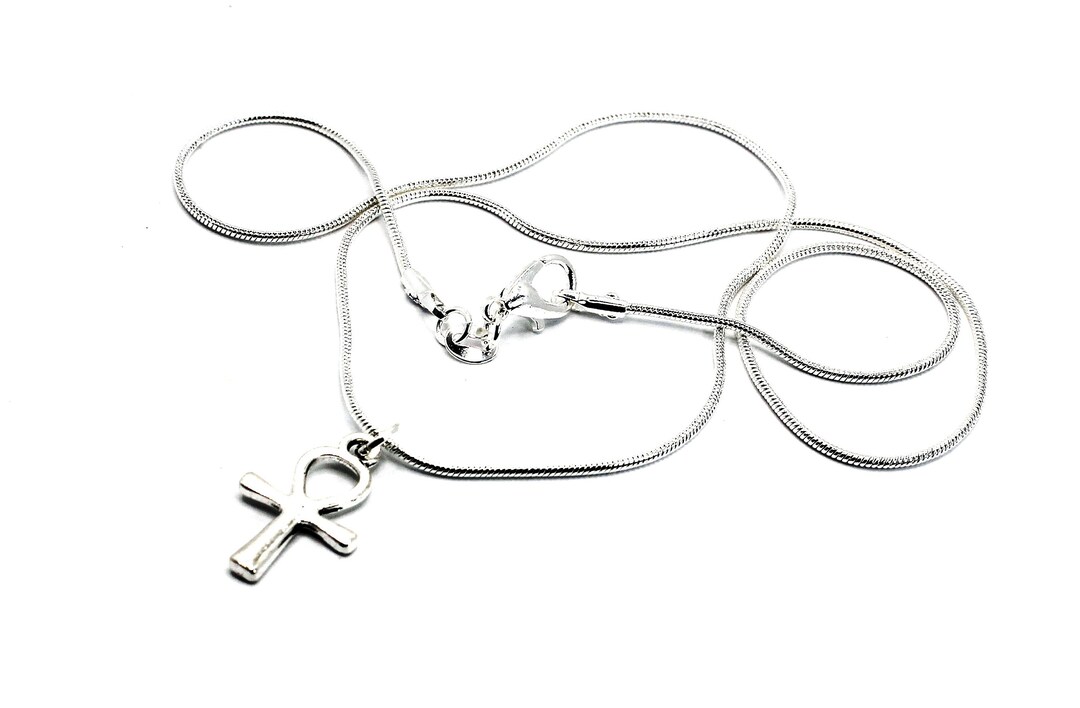 Egyptian Ankh Cross Pendant Necklace on an 18 Inch Snake Chain ...