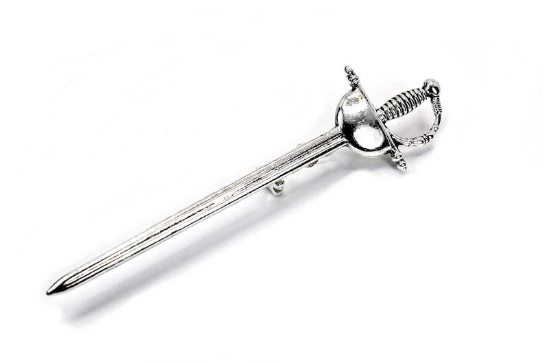 Sword Brooch, Lapel Pin, Silver Colour, Gift for Him or Her, Weapon ...