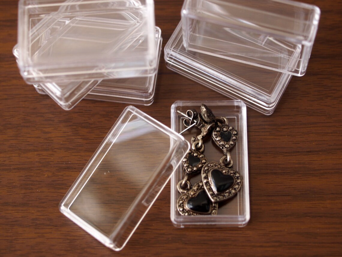 12 Rectangular Premium Crystal Clear Hard Plastic 60 Mil Boxes With Lid ...