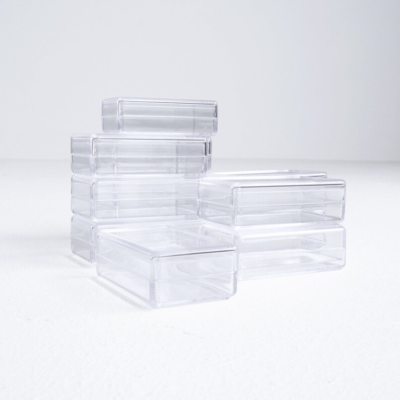 12 Rectangular Premium Crystal Clear Hard Plastic 60 Mil Boxes With Lid ...