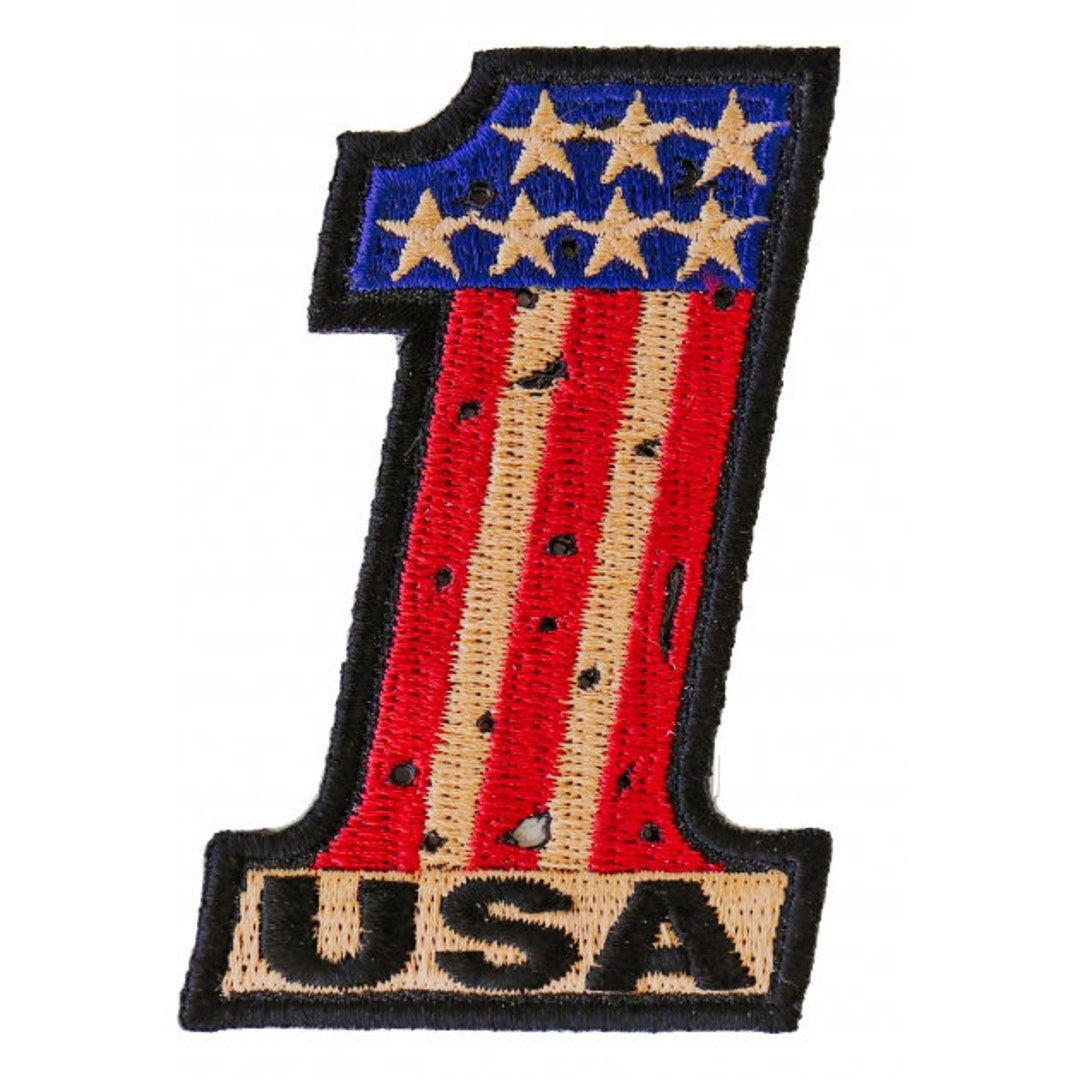 Vintage Look Number 1 Stars and Stripes Flag Embroidered Patch - Etsy
