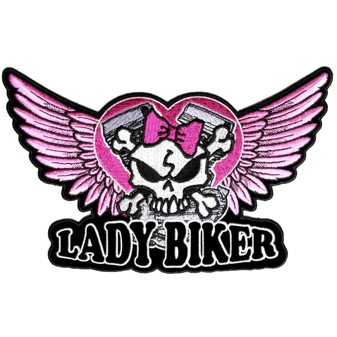 Lady Biker Pink Wings Skull Embroidered Biker Patch - Etsy