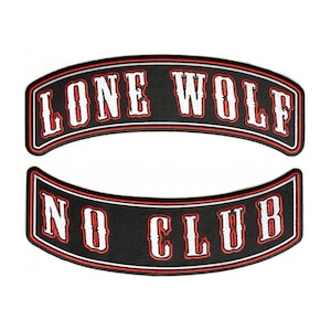 Lone Wolf No Club 3 PC Wolf and Rockers Large Size Embroidered Biker ...