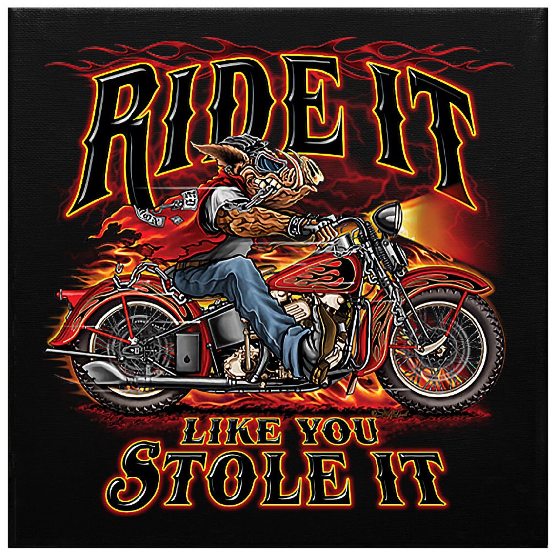 Ride It Like You Stole It Hog Motorcycle Biker Silk Screen Canvas Wall ...