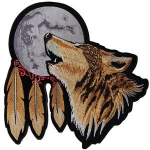 Native American Howling Wolf Feathers Embroidered Patch, Three Sizes - Etsy