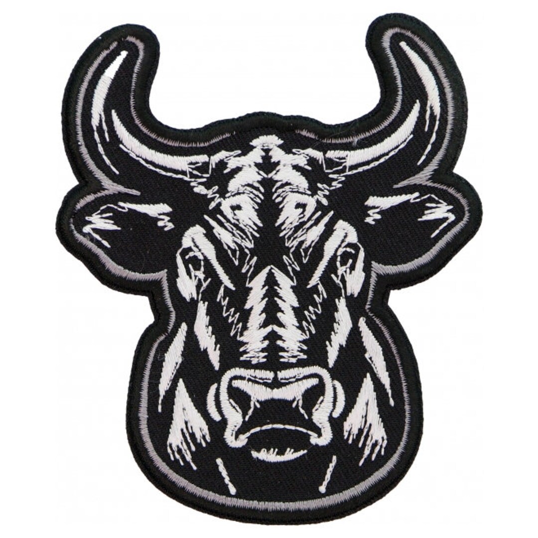 Angry Staring Bull Embroidered Biker Patch - Etsy