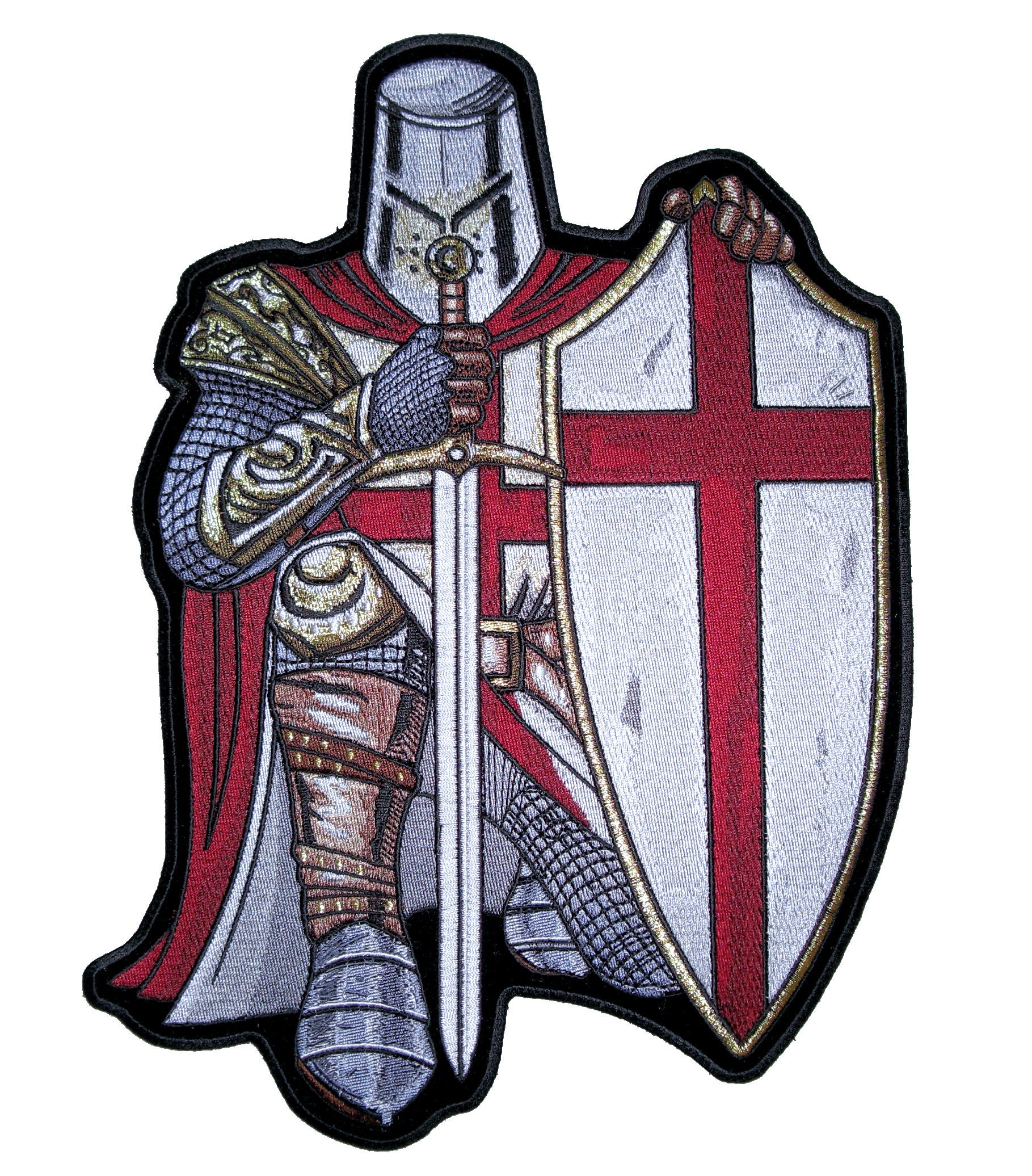 Christian Red and White Crusader Knight Embroidered Patch, Three Sizes ...