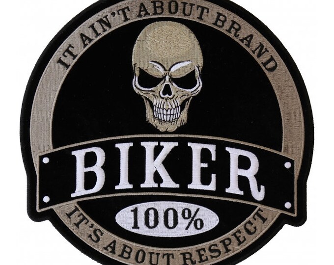 Biker Respect Skull Motorcycle Rider Embroidered Biker Patch, Two Sizes ...