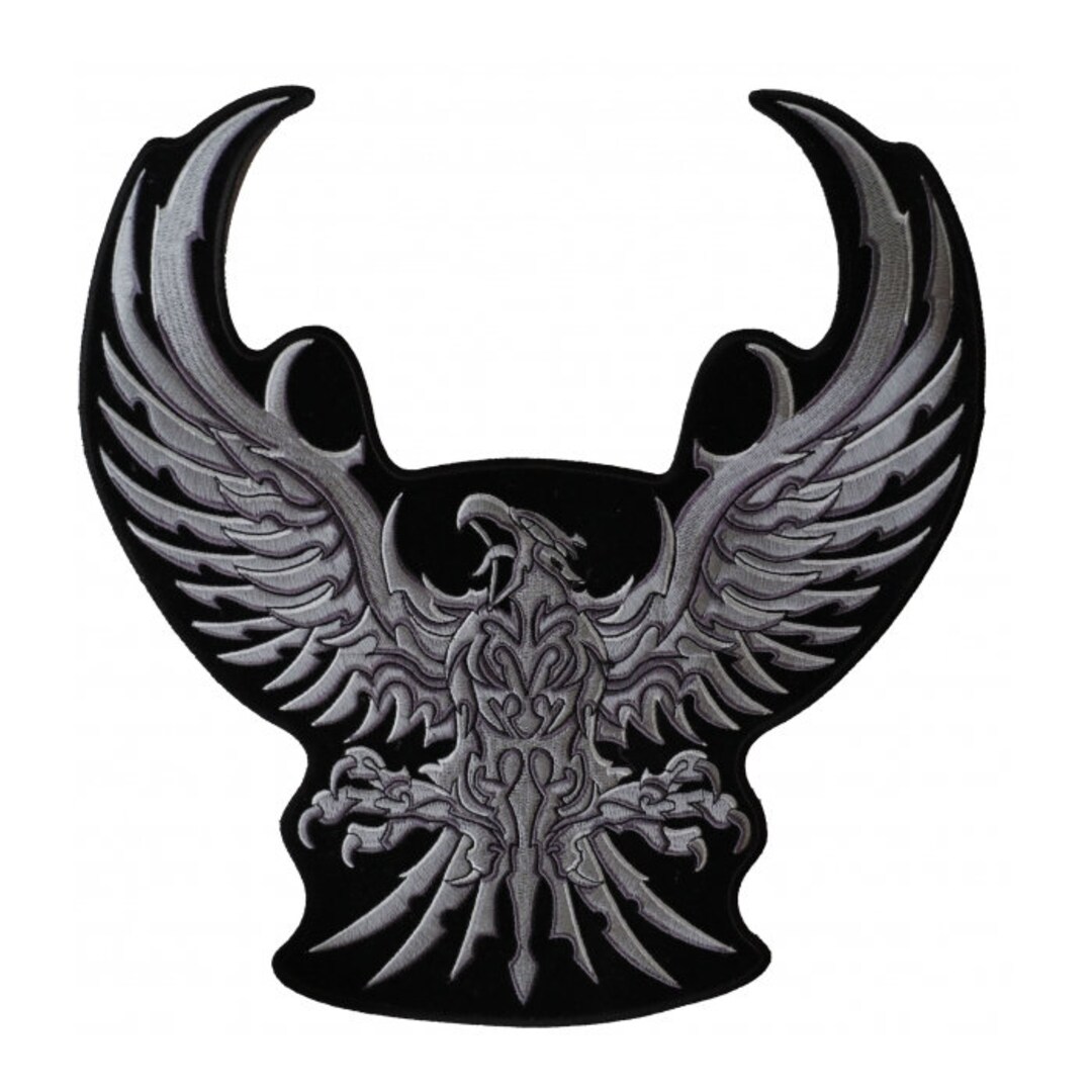 Patriotic Soaring Silver Tribal Eagle Embroidered Biker Patch, Two ...