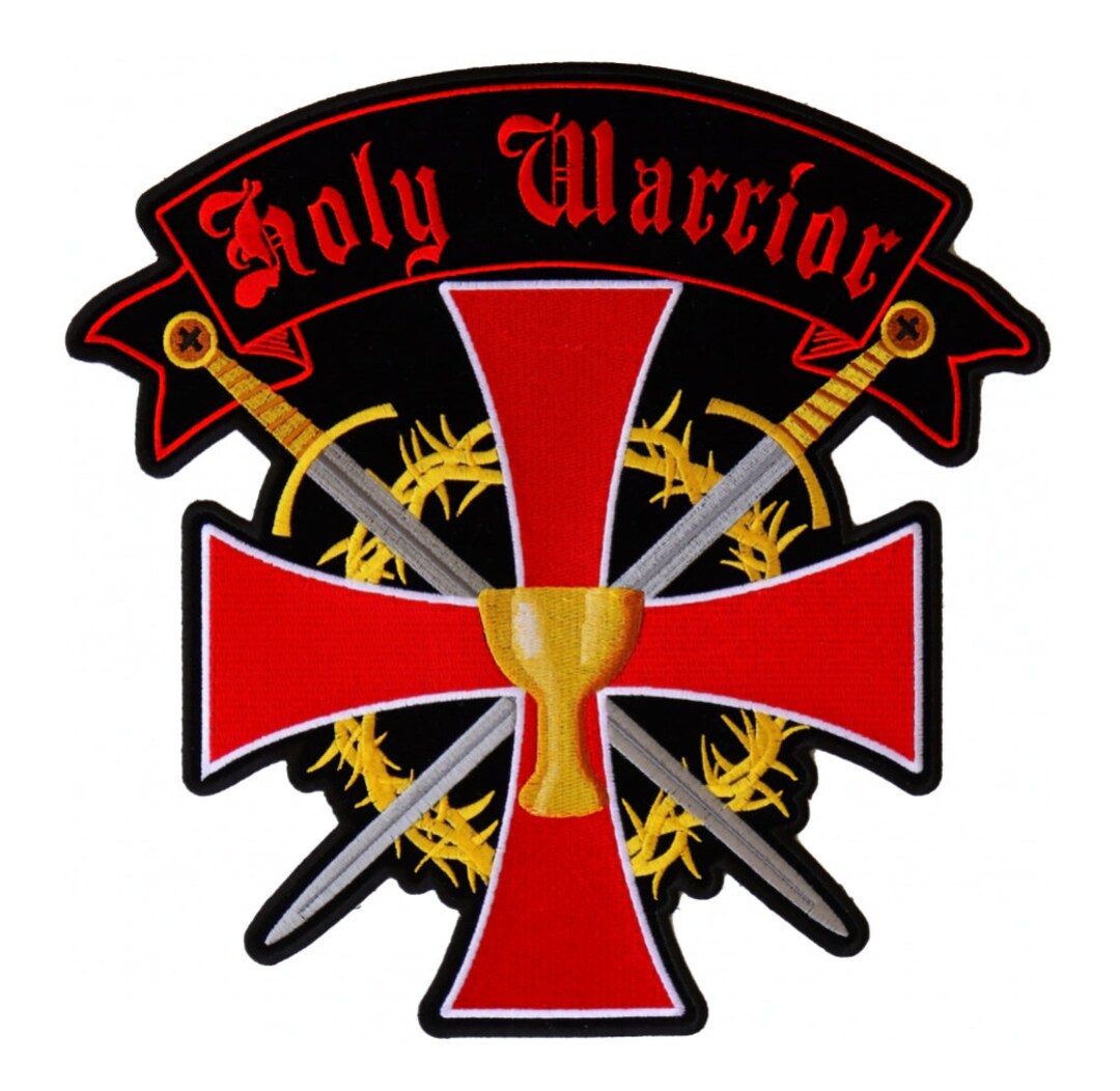 Holy Warrior Christian Crusader Cross Knight Embroidered Patch, Two ...