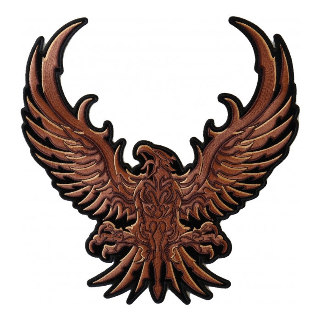 Patriotic Soaring Brown Tribal Eagle Embroidered Biker Patch, Two Sizes ...