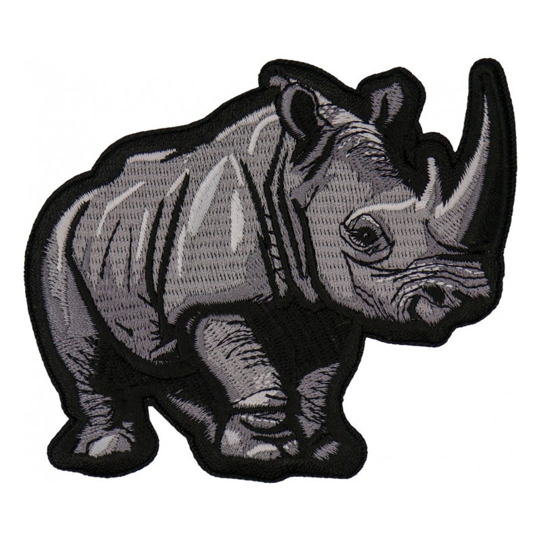 Gray Rhino Rhinoceros Embroidered Biker Patch - Etsy