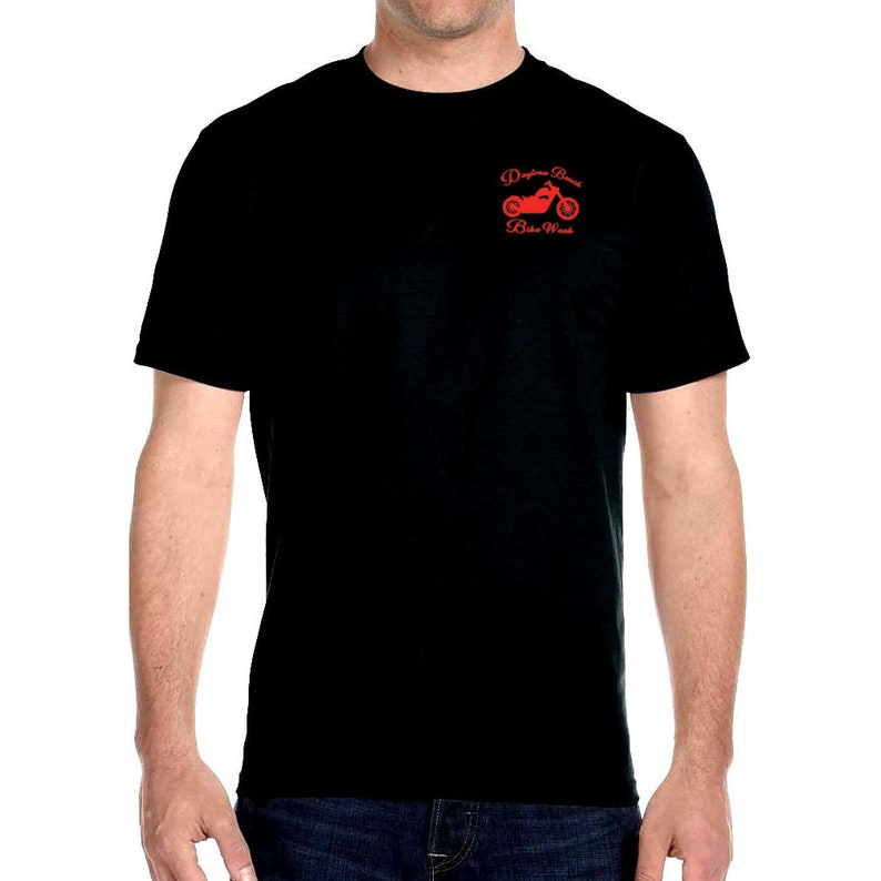 Mens Daytona Beach Bike Week 2024 Body Shop Pinup Girl Black Crew Neck ...