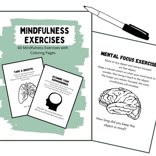 Printable Mindfulness Exercise Mindfulness Coloring Pages - Etsy