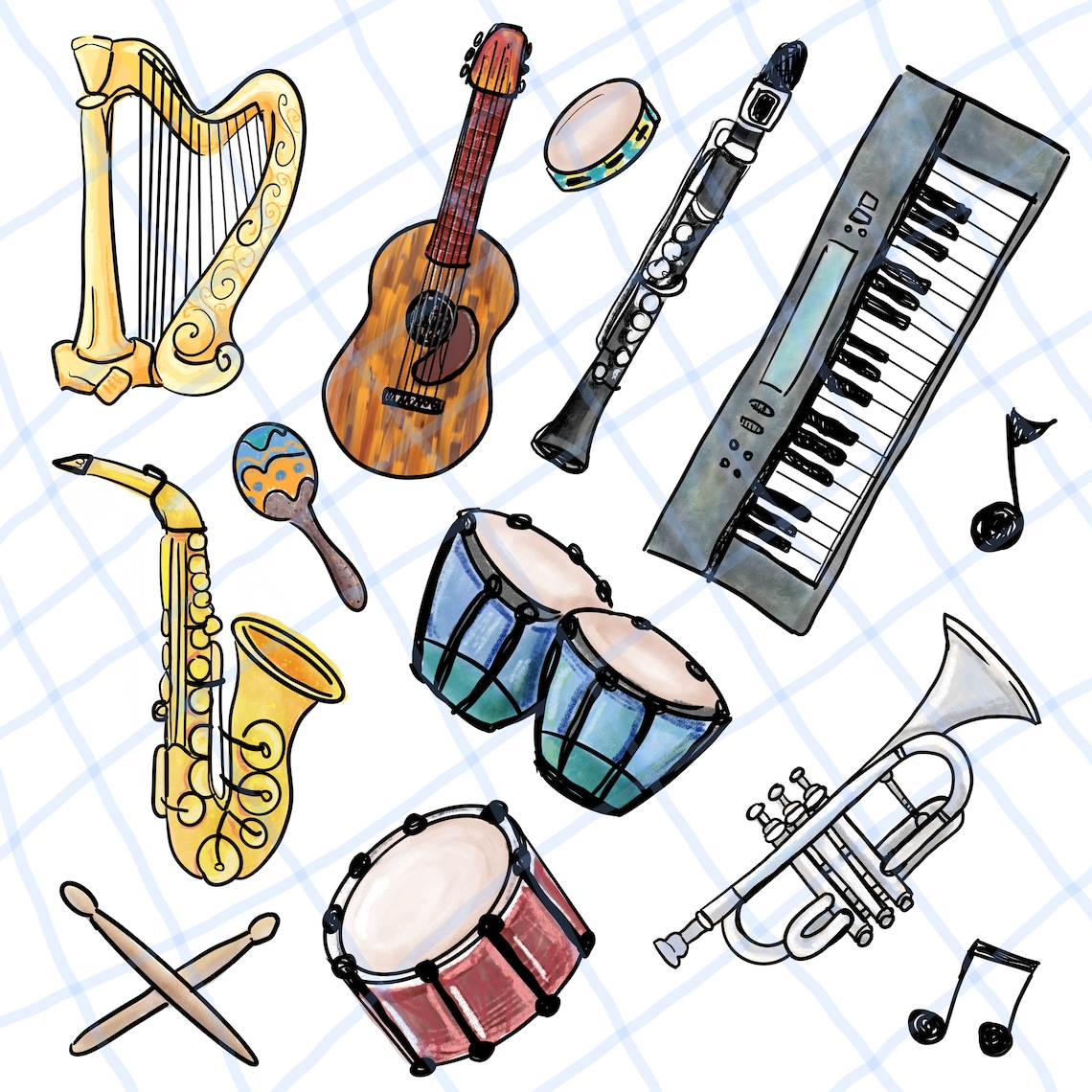 Musical Instruments Clip Art Commercial Use Instruments Clip Art Music ...