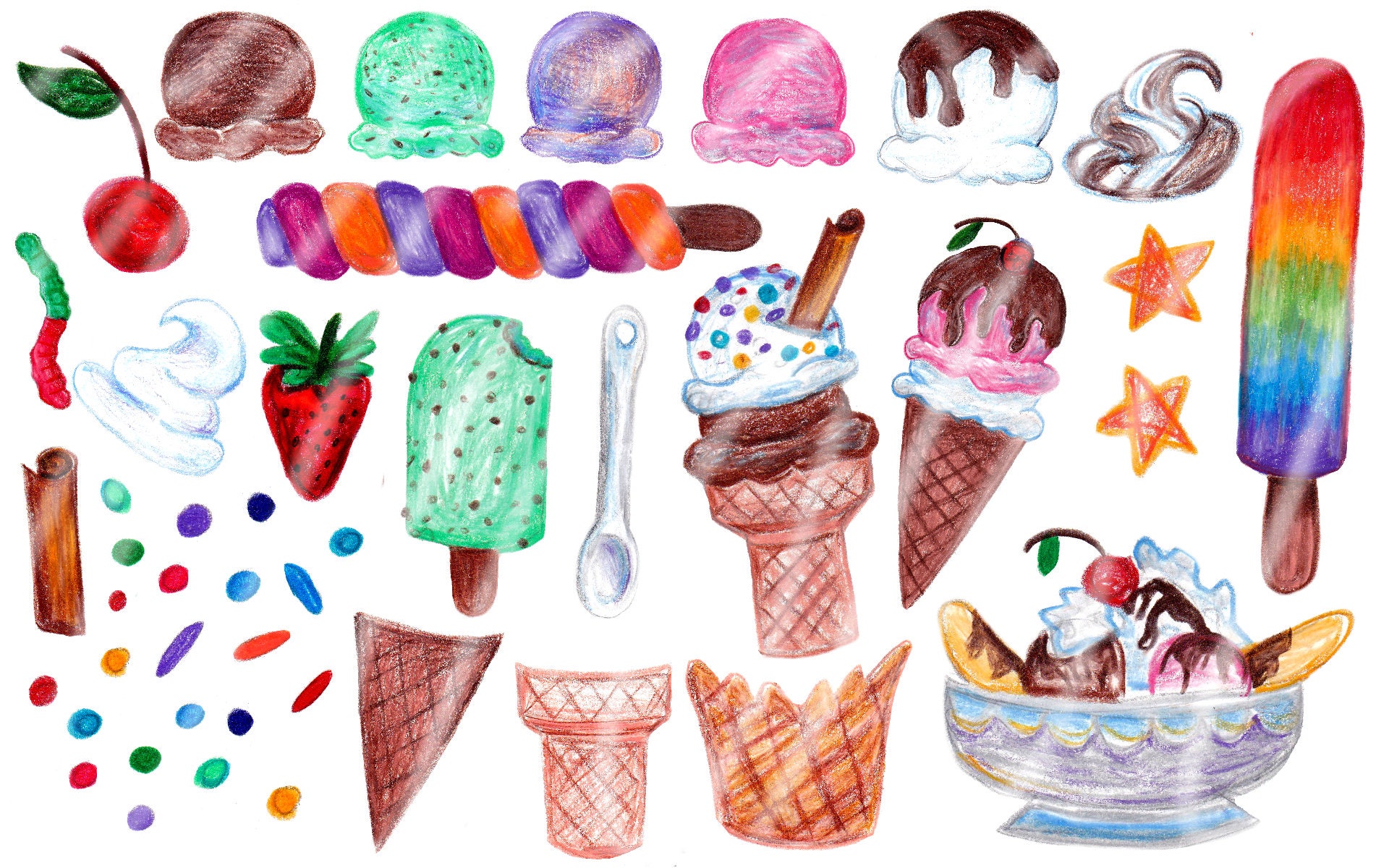Hand Drawn Ice Cream Clipart, Make Your Own Ice Cream Clip Art, Ice ...