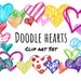 Colorful Doodle Hearts Clip Art, Hand Drawn Heart Clipart, Doodle Clip ...