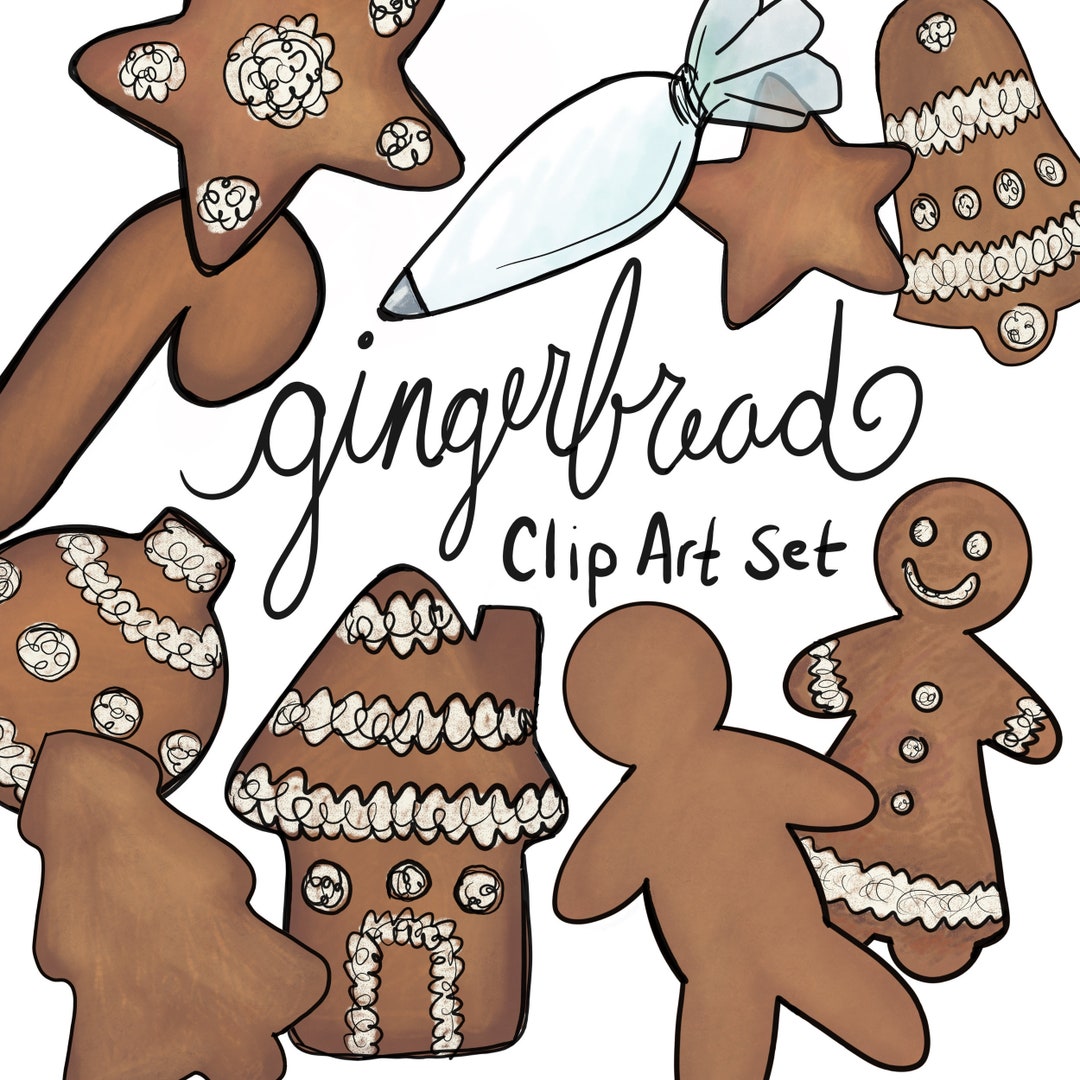 Gingerbread Clip Art Hand Drawn Gingerbread Boy Gingerbread Girl Clip ...