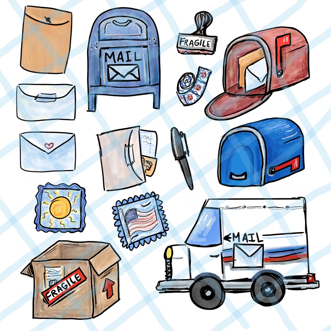 Mixed Mail Time Clip Art Commercial Use Mail Clip Art Pretend Play ...