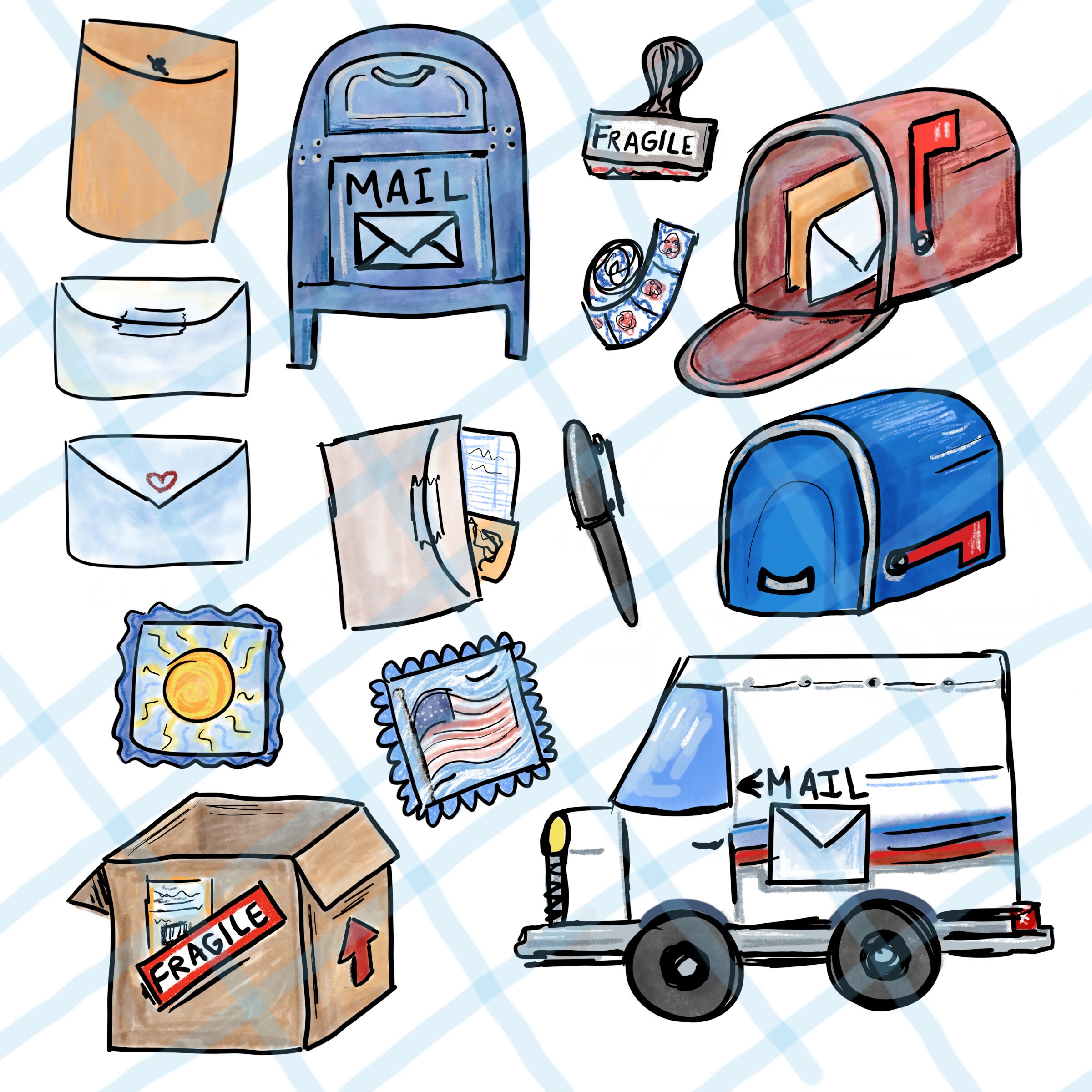Mixed Mail Time Clip Art Commercial Use Mail Clip Art Pretend Play ...