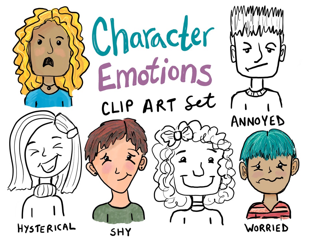 Character Emotions Clip Art Set Character Emotions Coloring Emotions ...