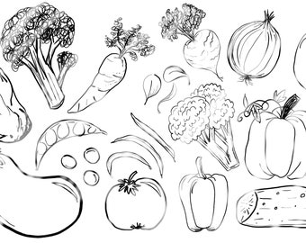 Fruits And Vegetables Clip Art Black And White