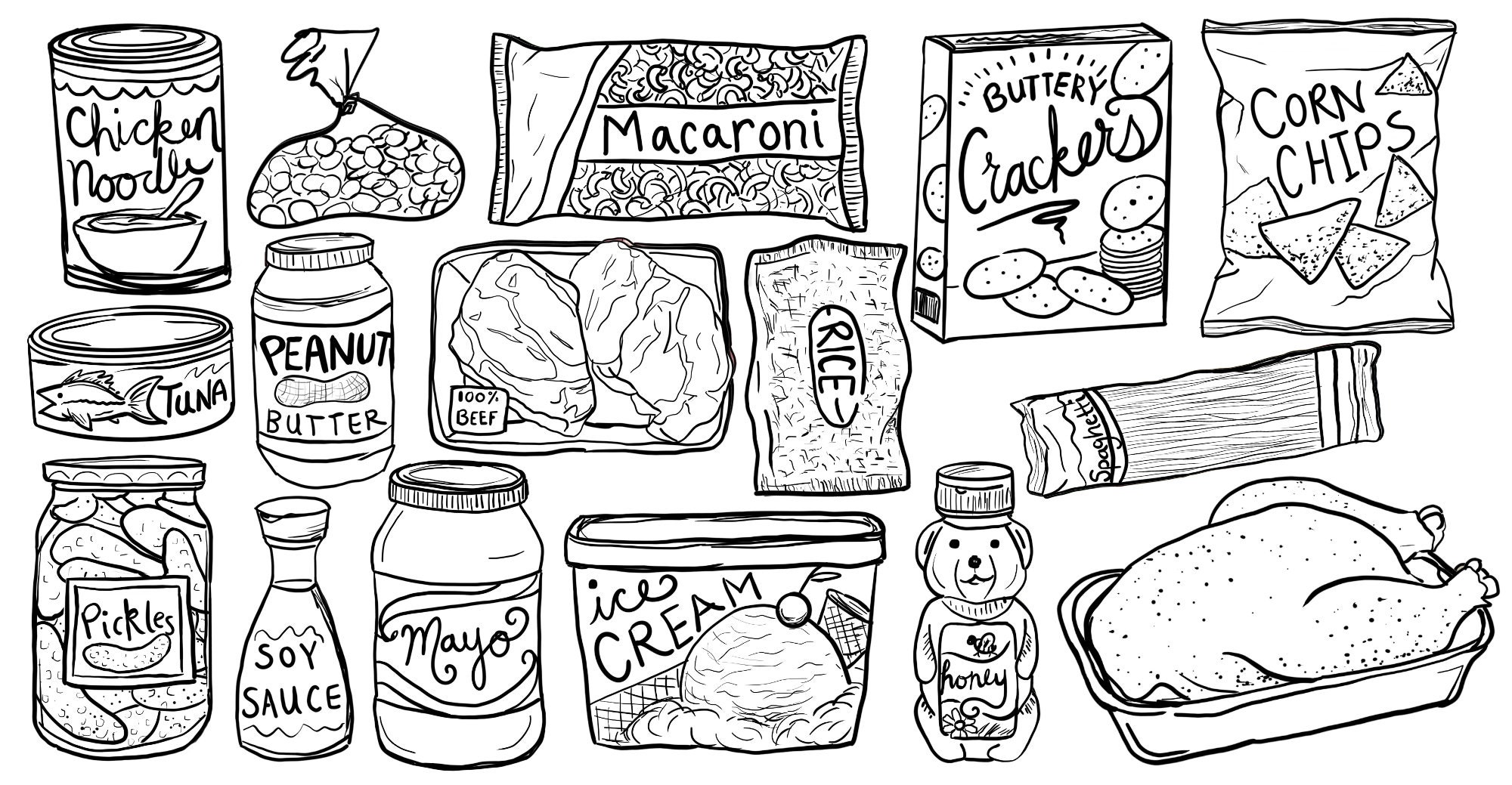 Groceries Clip Art Hand Drawn Clip Art Hand Drawn Grocery Clip Art Food ...