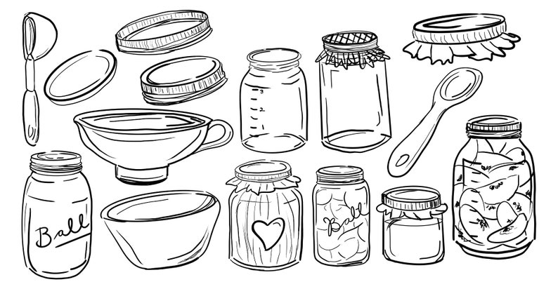 Canning and Jarring Clip Art Set Commercial Use Clip Art Set Mason Jar ...