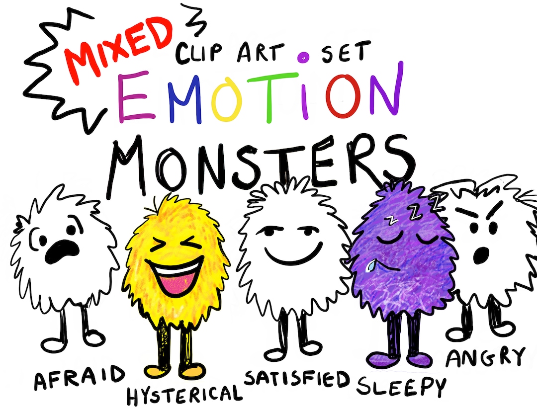 Emotion Monsters Clip Art Hand Drawn Educational Clip Art Commercial ...