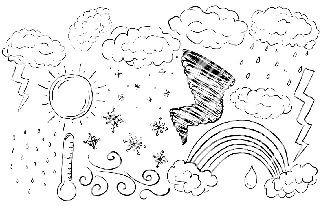 Black and White Weather Clip Art Linework Clip Art (Download Now) - Etsy